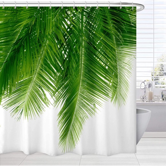 Bath | Green Leaf Shower Curtain Fabricpalm Leaves | Poshmark